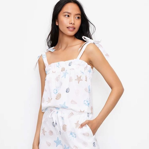 LOFT | Intimates & Sleepwear | New Loft Xl White Seashell Bow Tie Strap ...